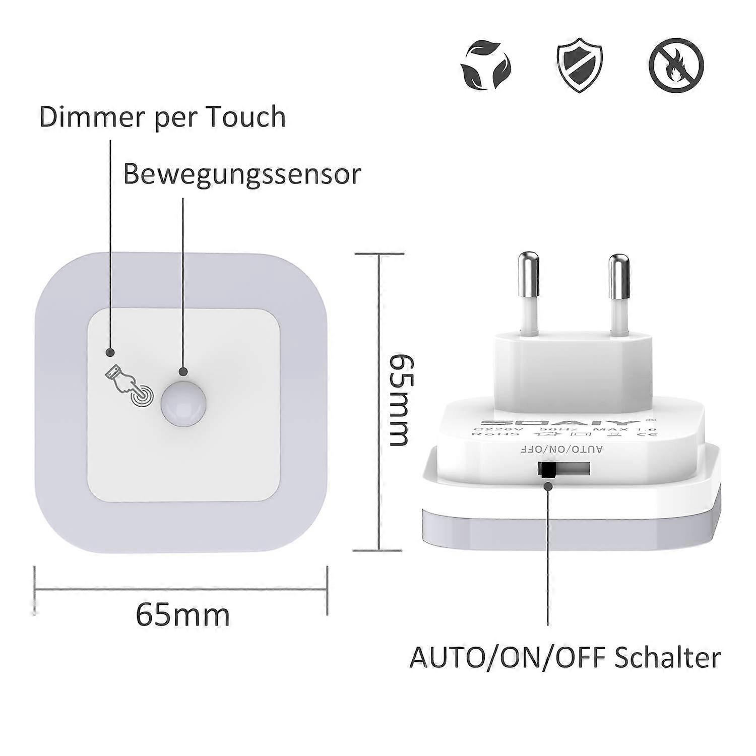 Variable intensity LED night light with motion sensor, set of 2 night ...