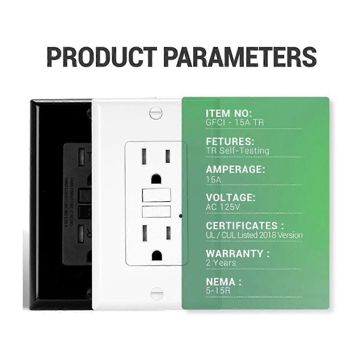 GFCI Outlet 15 Amp, Self-Test GFI Electrical Outlet, Tamper GFCI ...