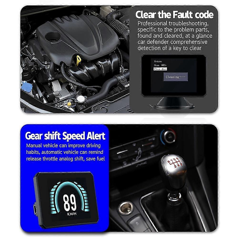 P16 Head Up Display Obd Smart Hud Auto Digital Meter Obd2 Port Warning ...