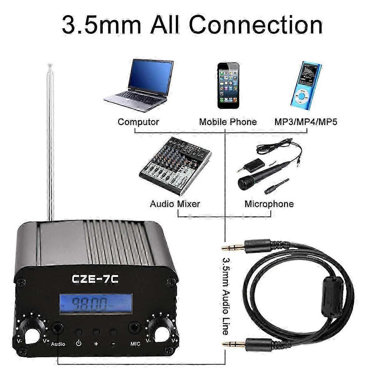 Cze-7c 7w Fm Transmitter for Radio Broadcasting for Church Professional ...
