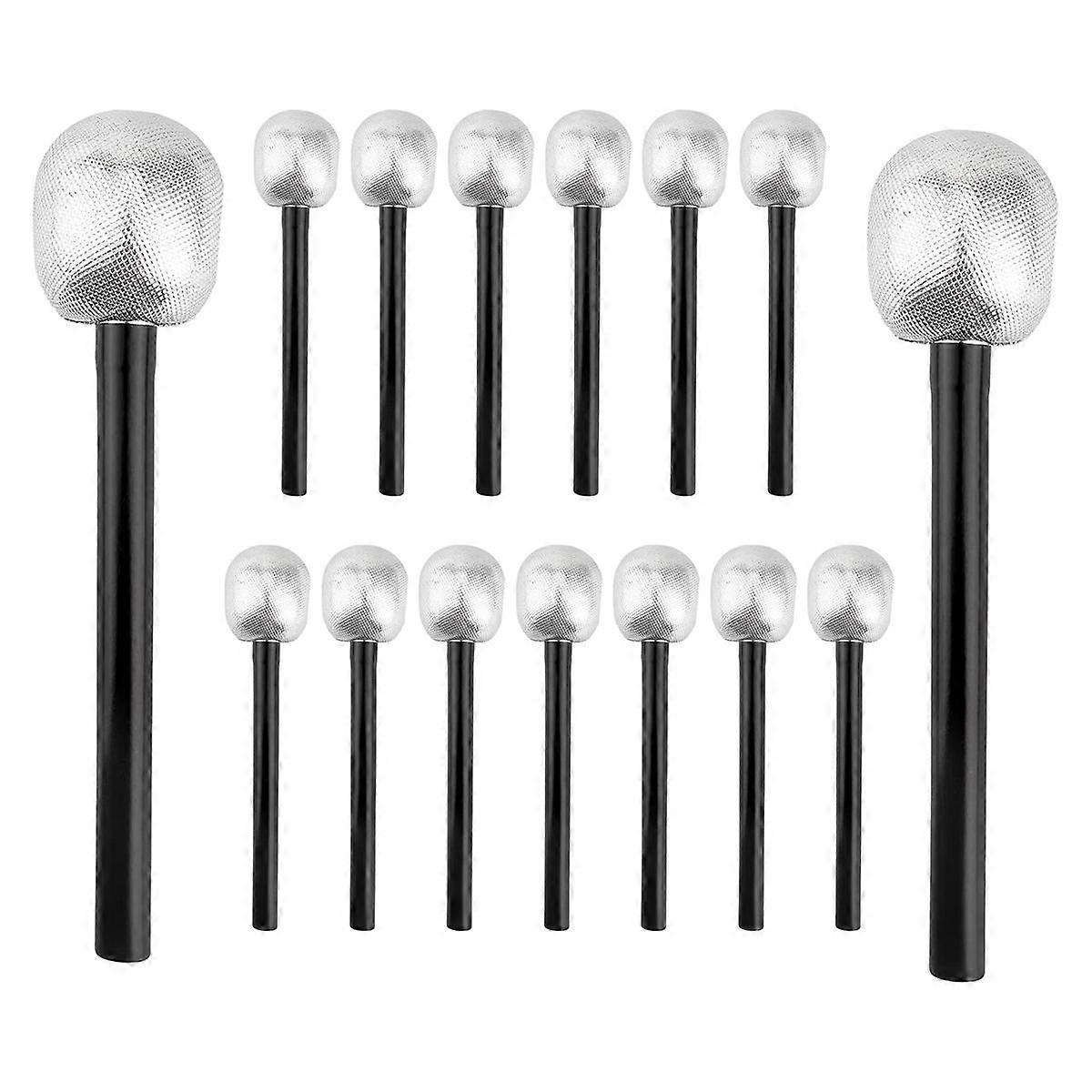 15 Pack Toy Microphone Stage Mic Silver Glitter Microphone for Cosplay ...