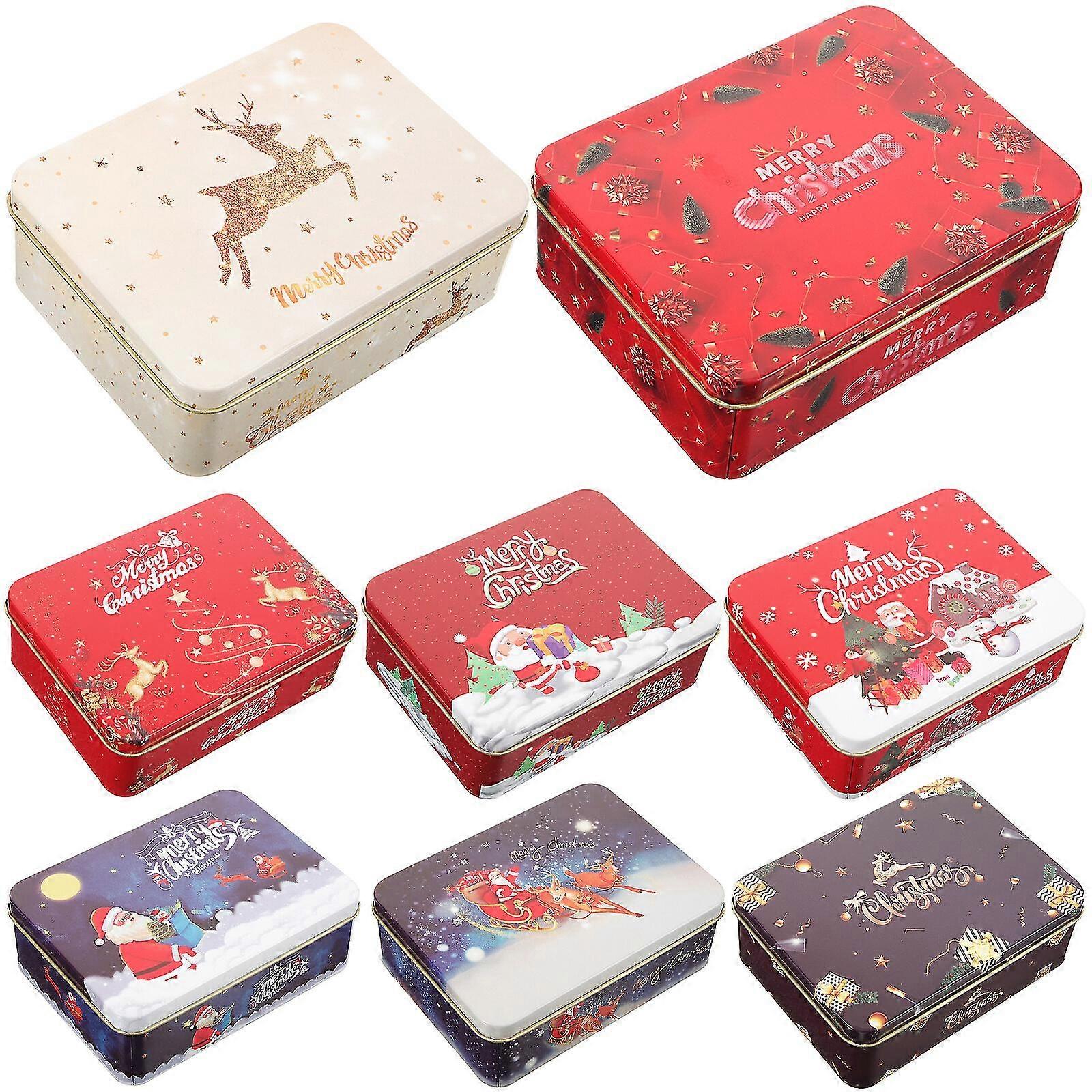 8 Pcs Christmas Gift Card Tinplate Boxes Christmas Metal Gift Boxes ...