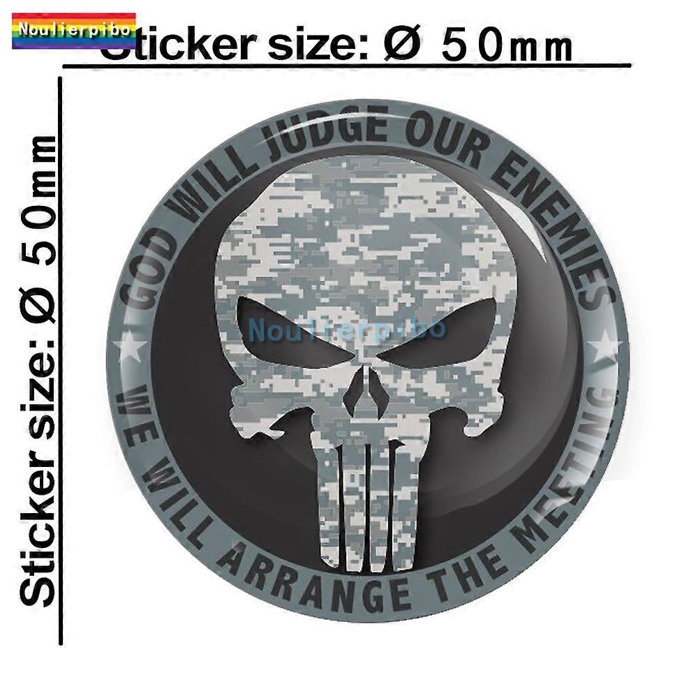 3D Skull Crystal Sticker Punisher Decal Resin Material Silicone Decal ...