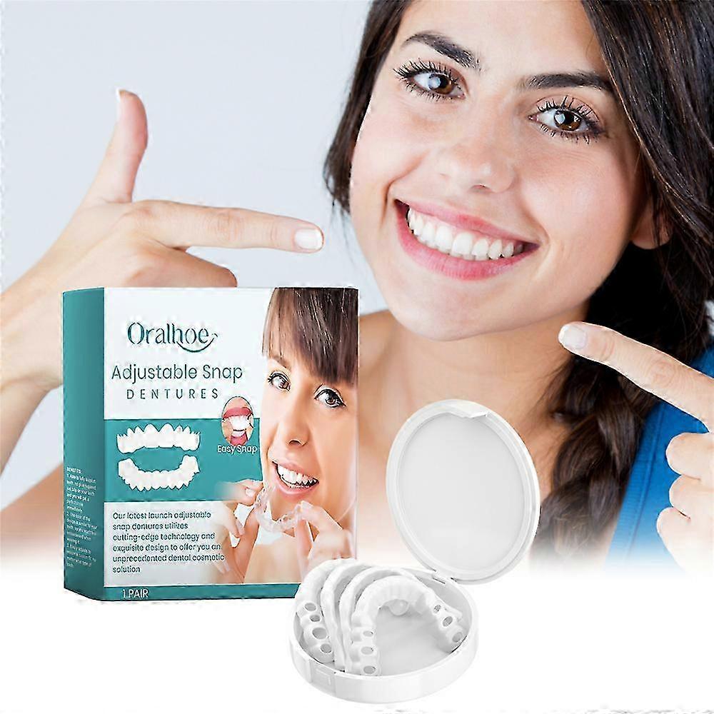 3x Snap On False Teeth Upper Lower Dental Veneers Dentures Tooth Cover ...