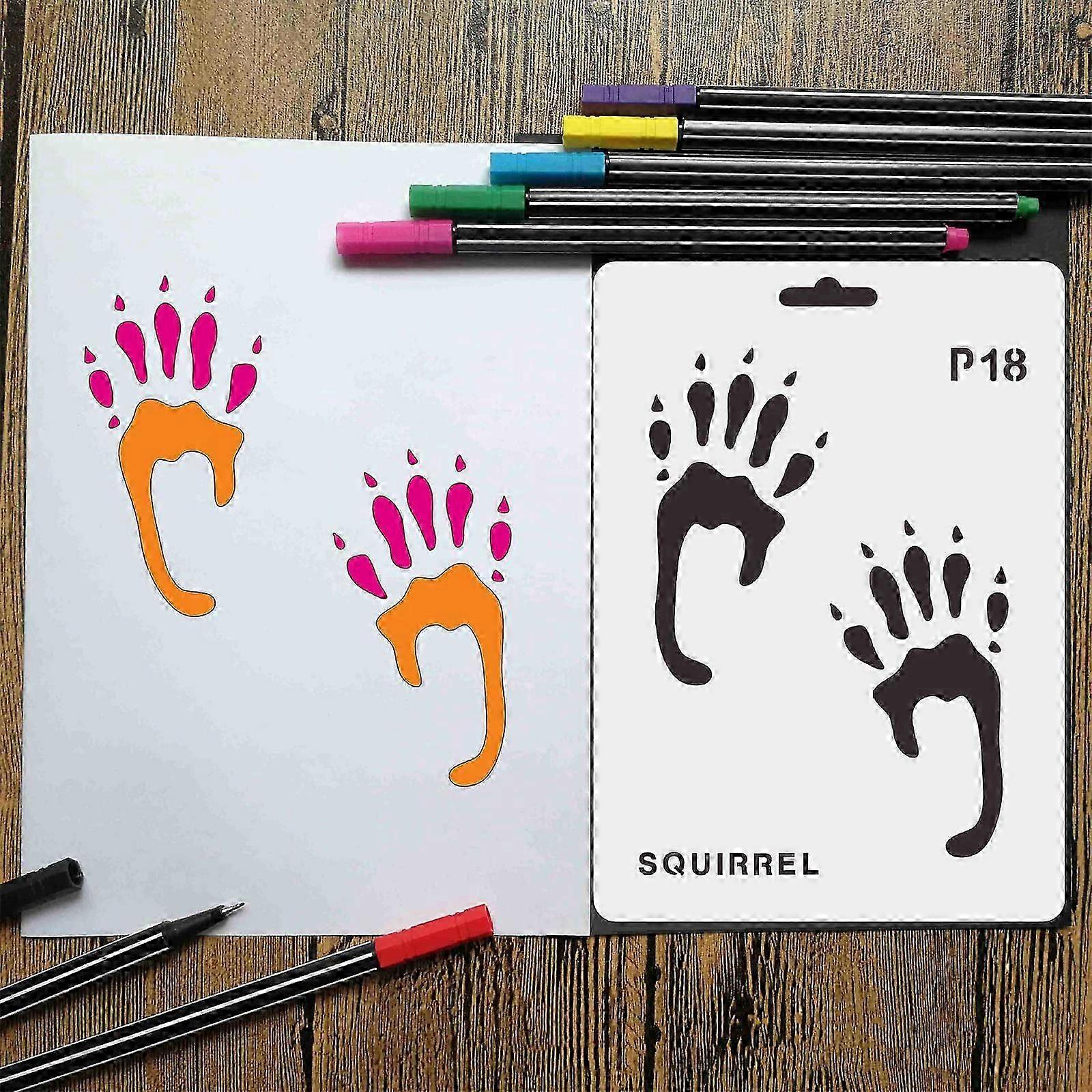 20x Reusable Paw Print Templates Animal Tracks Sign Stencils Wall Art ...