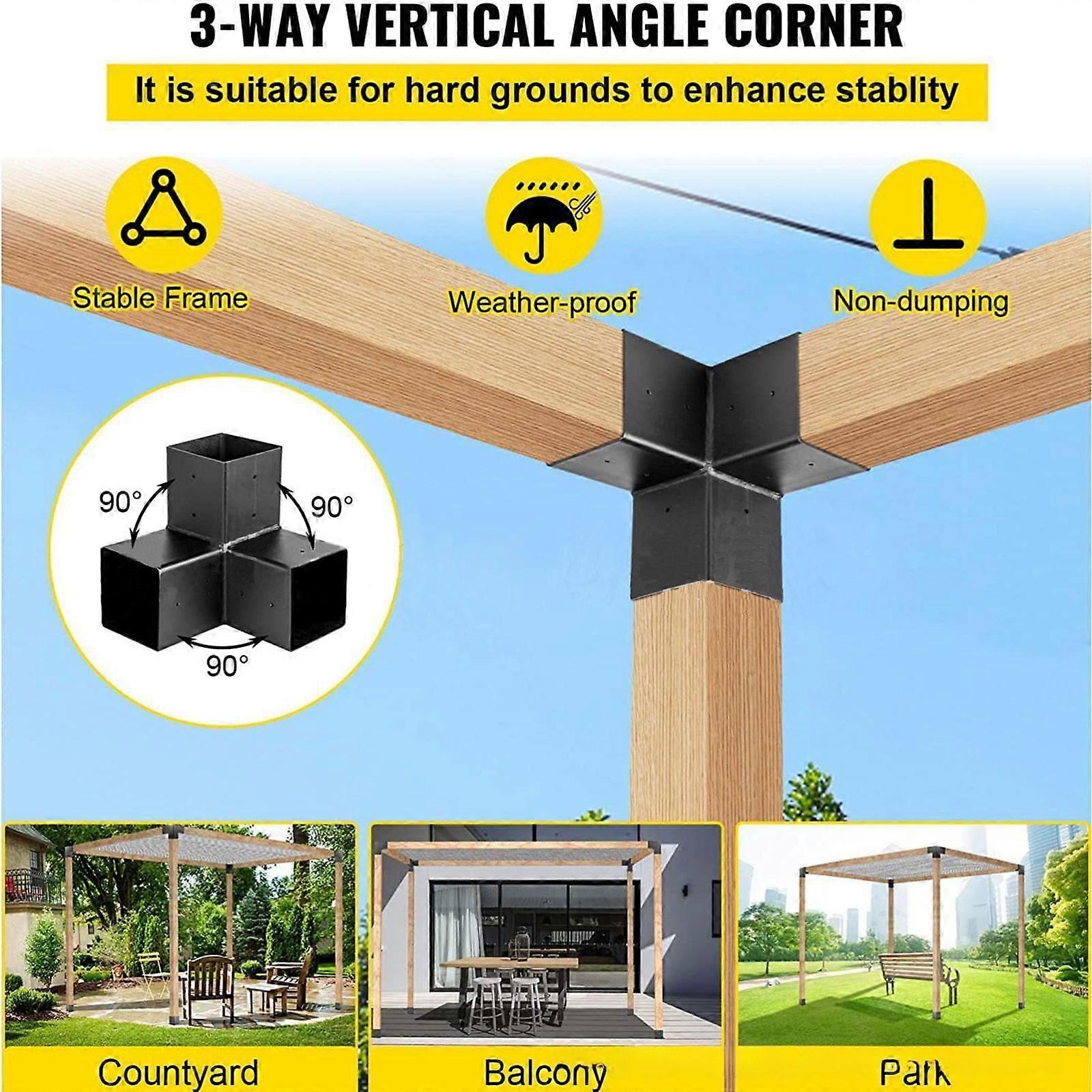 Pergola Kit Log Cabin Park Screw Hardware 3 Way Right Angle Corner ...