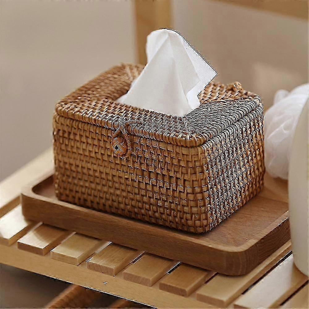 Rattan Woven Tissue Box Cover Holde Caddy Tissue Box For Bedroom ...