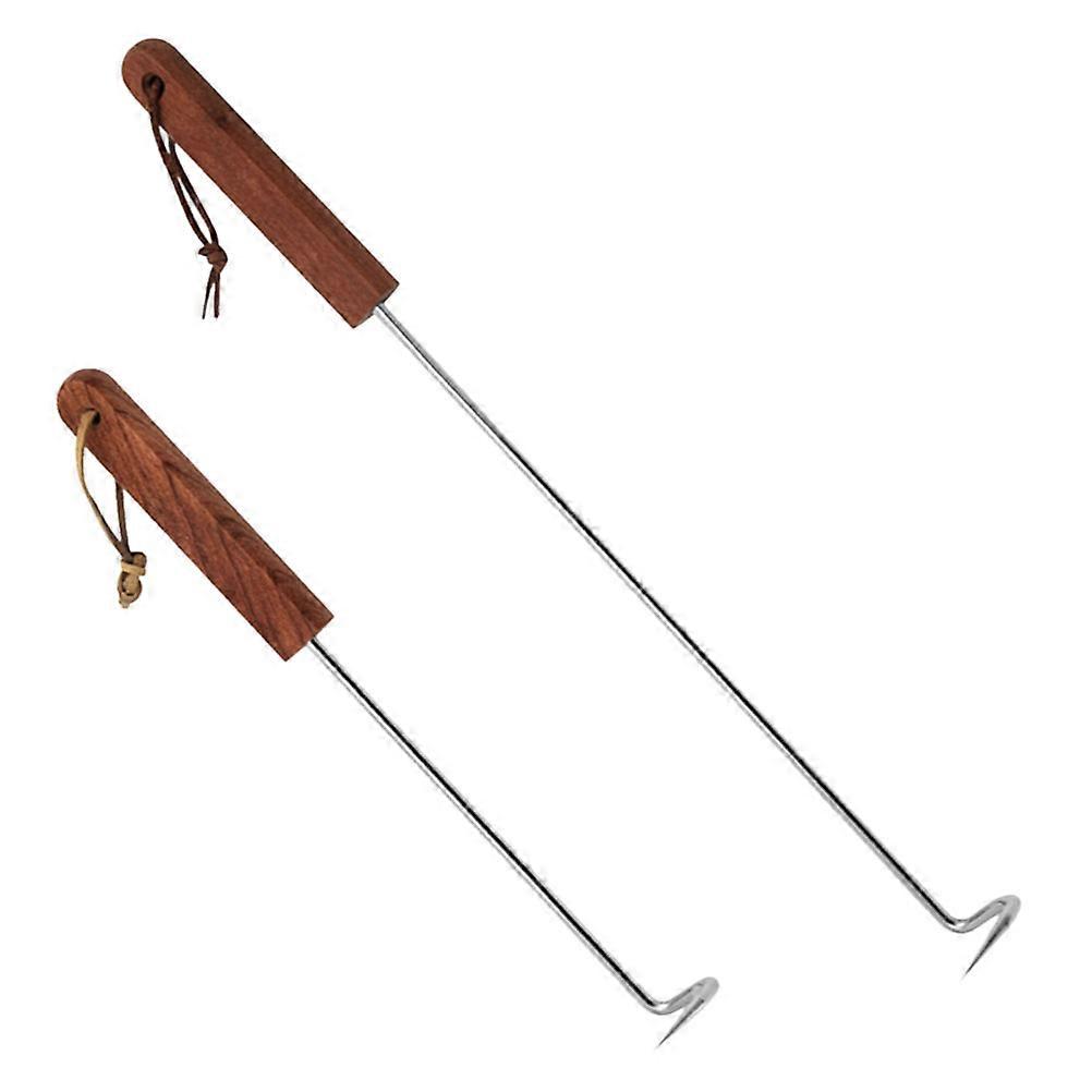 Grilling Meat Hook Bbq Food Flipper Stainless Steel Wood Meat ...