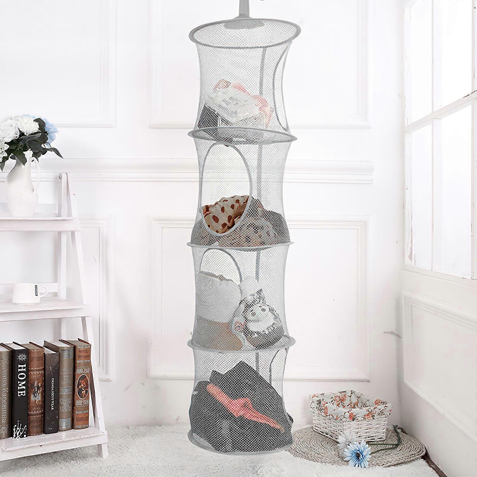 Foldable 4-Section Hanging Mesh Basket Gray 2pcs | Fruugo UK