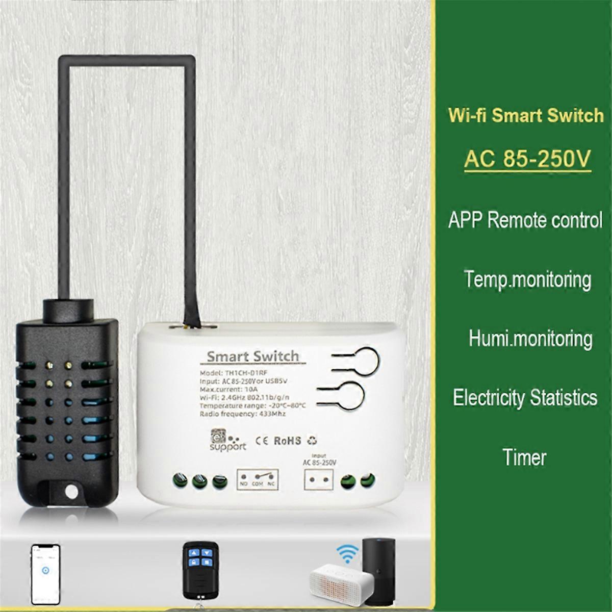 Smart WiFi Temperature Humidity Switch Passive Dry Contact Relay ...