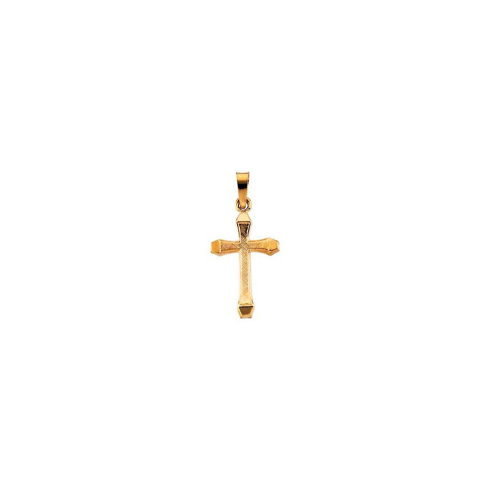 14k Yellow Gold Religious Faith Cross Collier avec Design 17x11mm ...