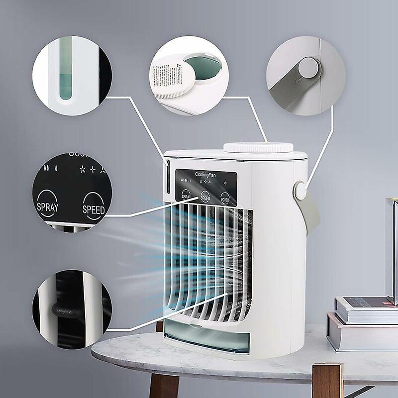 Portable AC Fan, Mini USB Personal Air Conditioner Fan, 3 Speeds ...