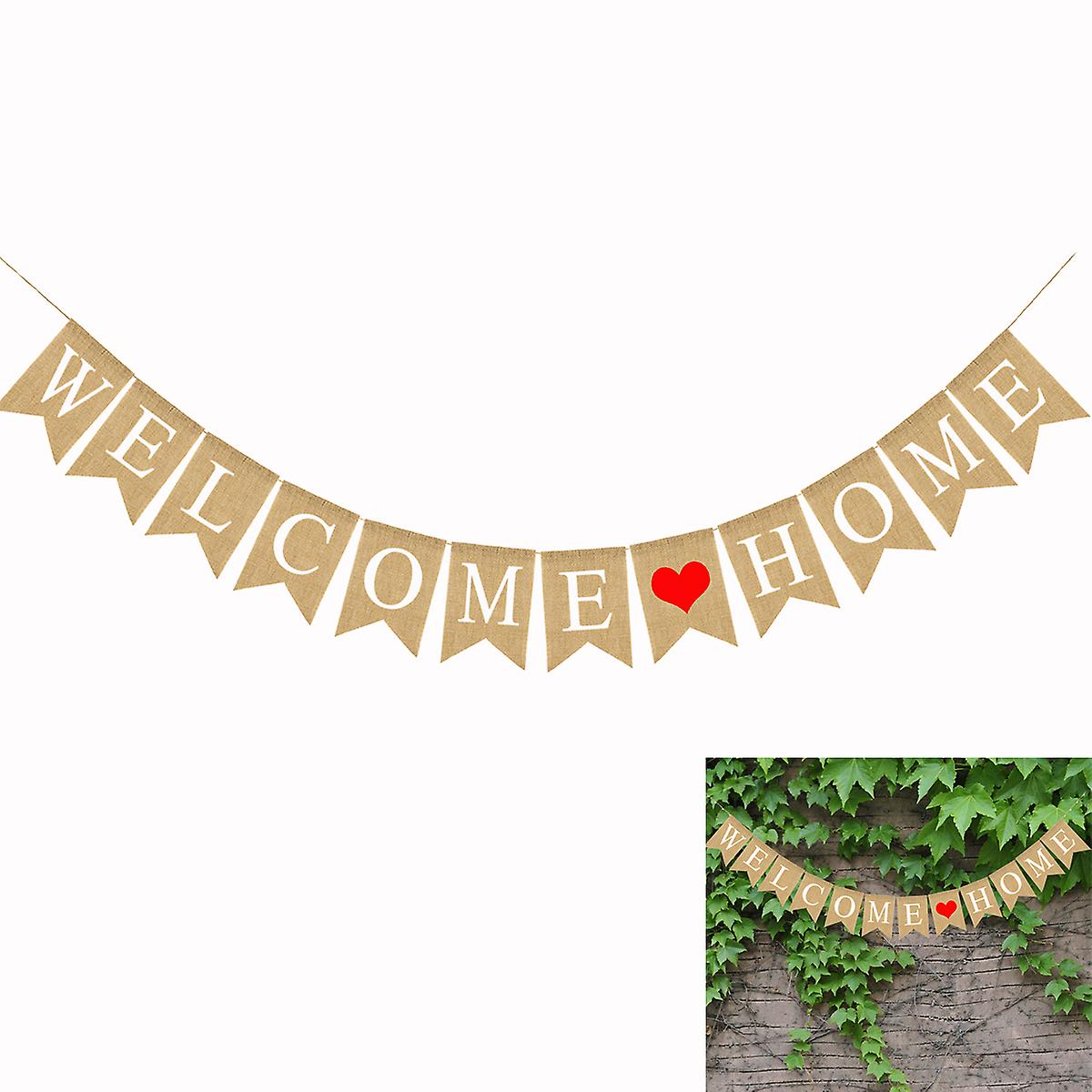 2.8M WELCOME HOME Banner Swallowtail Flags Burlap Banner for Home ...