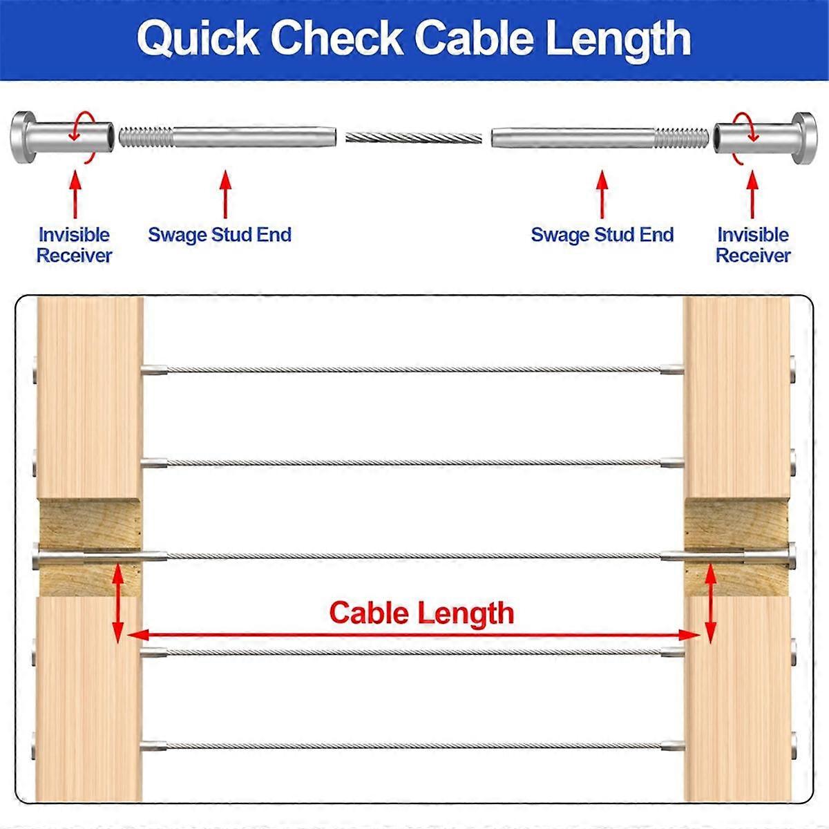 50-Pack Invisible Cable Railing Kit, 1/8In Cable Railing Tensioner ...