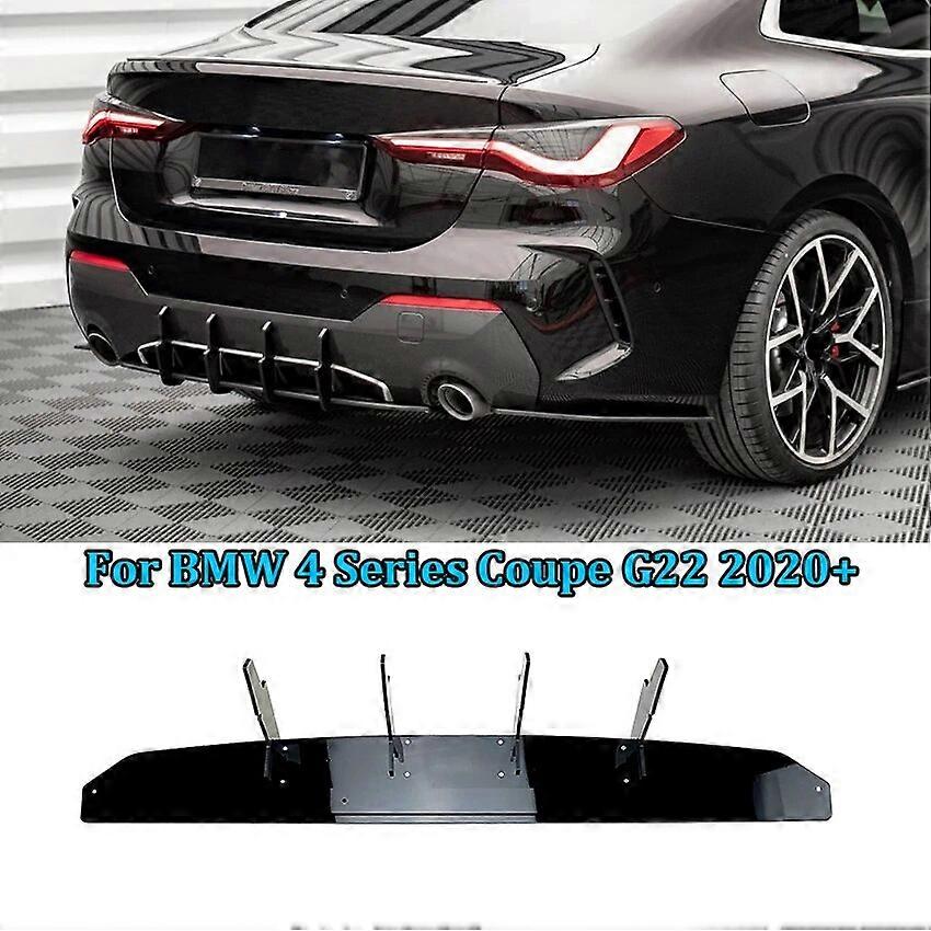 For BMW 4 Series Coupe G22 2020+ Rear Bumper Lip Diffuser 4 Fin Spoiler ...