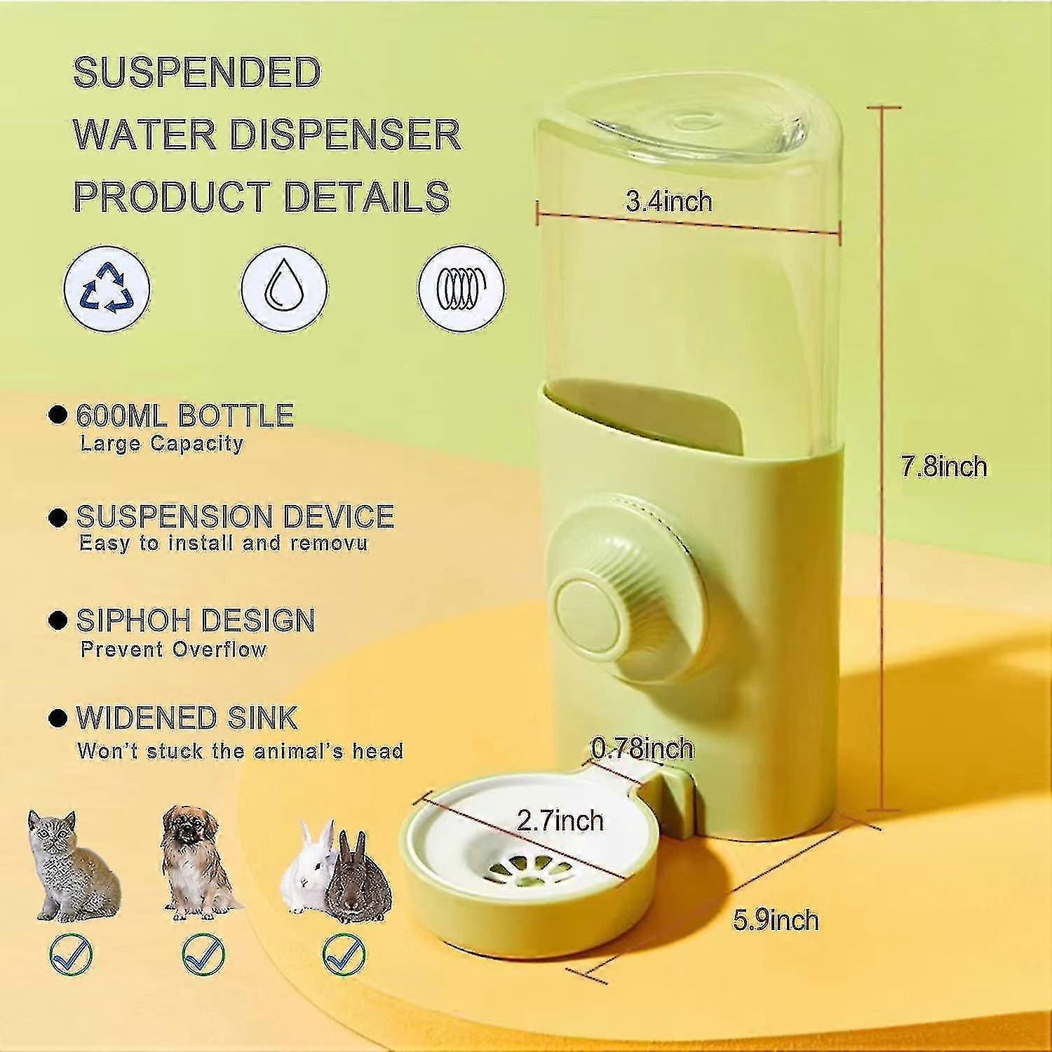 Rabbit Water Bottle, 600ml Hanging Automatic Water Dispenser By Gravity ...