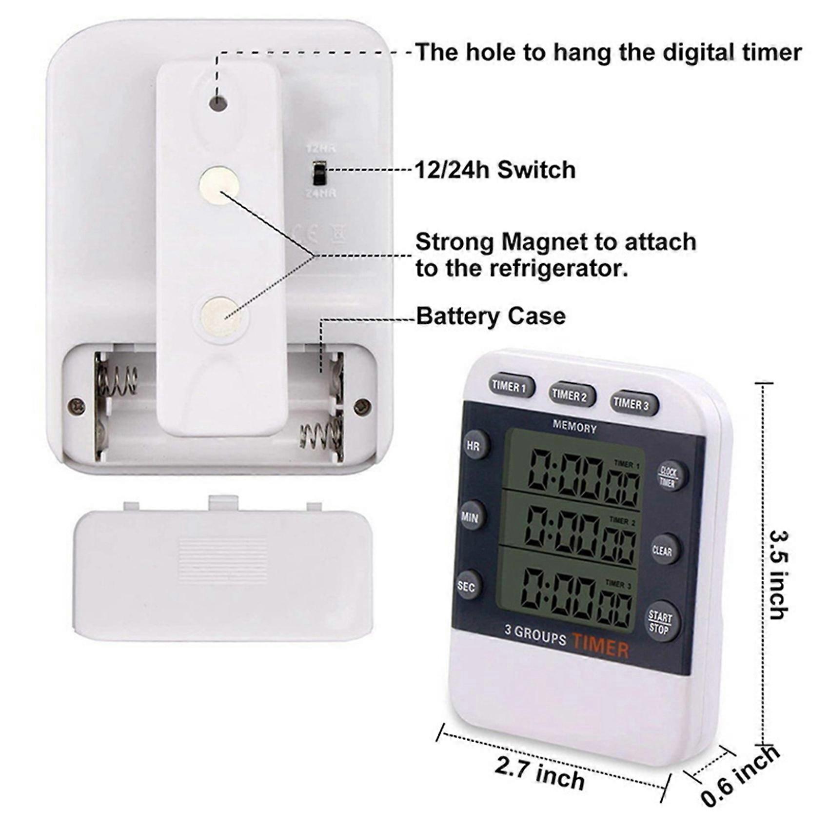2x Digital Timer 100 Hour Triple Count Down Up Clock Timer Kitchen