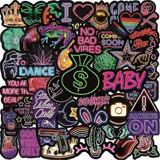 Neon Stickers 50 Pack Cool Aesthetic Trendy Stickers for Laptop ...