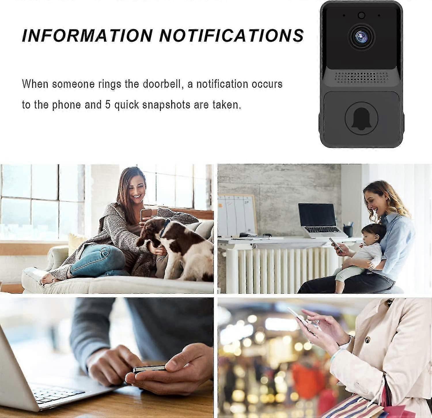 Wireless Remote Video Doorbell, Smart Video Doorbell Home Intercom Hd ...