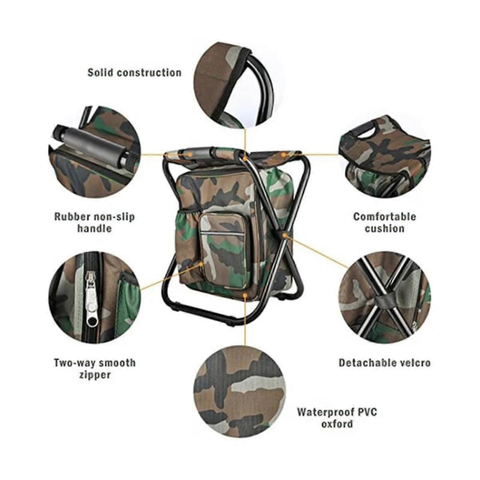 Folding Camping Chair Stool Backpack With Cooler - Lightweight ...