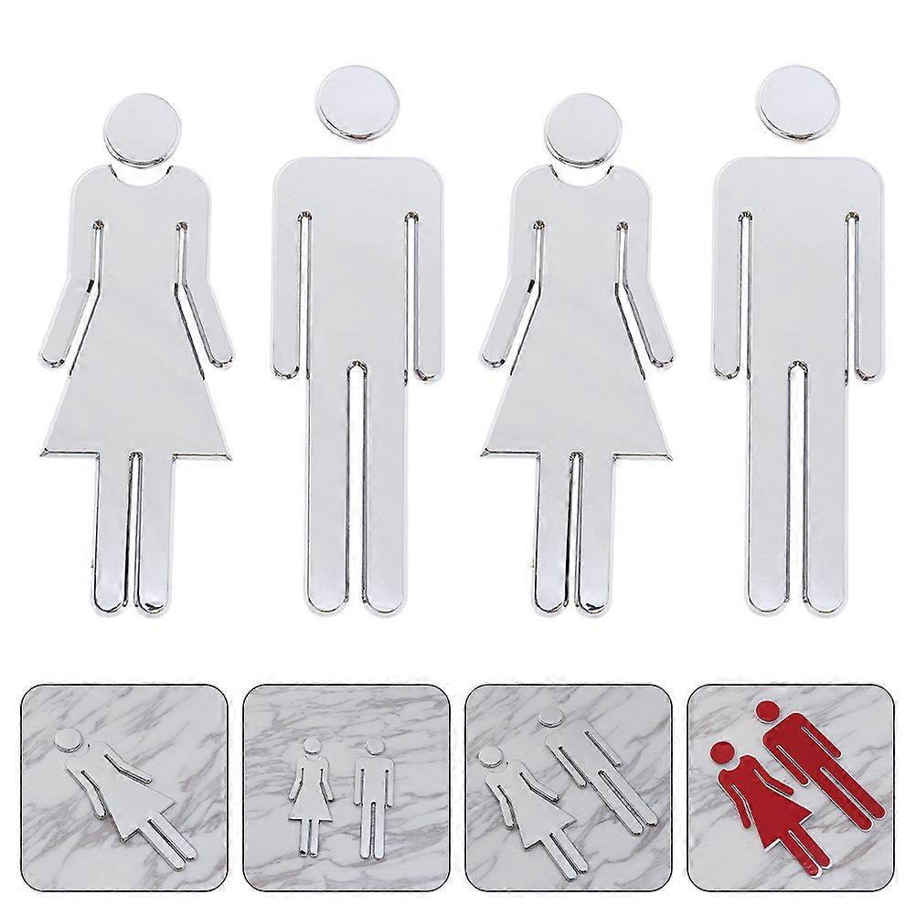4 Pcs Toilet Signs Toilet Identification Plate Restroom Sign Washroom ...