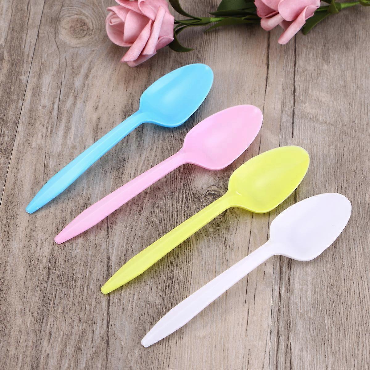24 Pcs Disposable Serving Spoons Plastic Cutlery Spoons Party ...