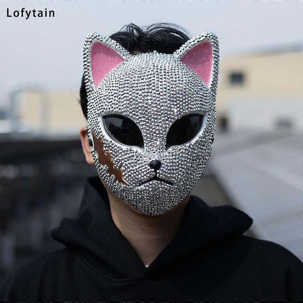 Lofytain Anime Demon Slayer Fox Masks Handmade Rhinestone Mask Cosplay ...