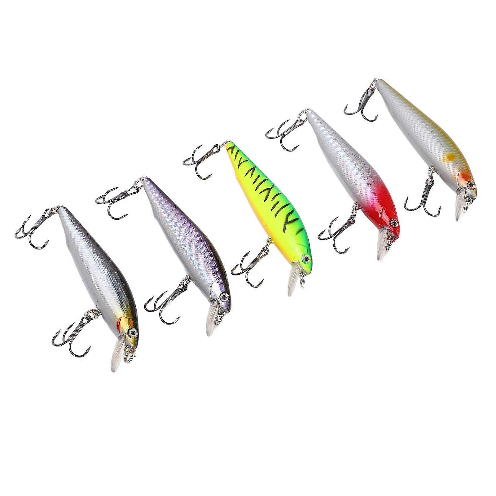 5pcs Minnow Fishing Lure Floating Artificial Hard Bait Long Throw Lures ...