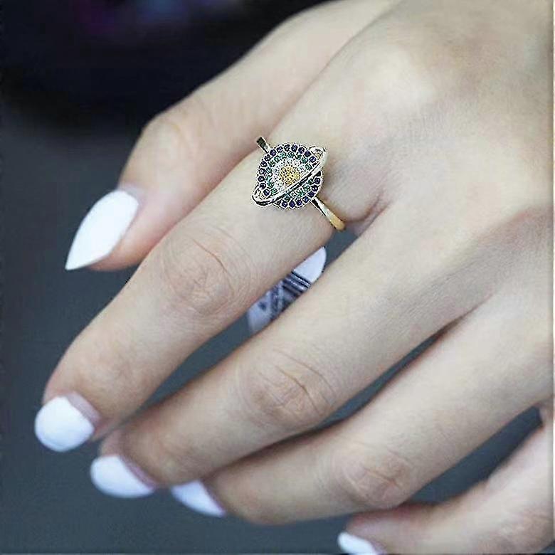 Rotating Color Zirconium Planet Ring Female Turnable Opening Index ...