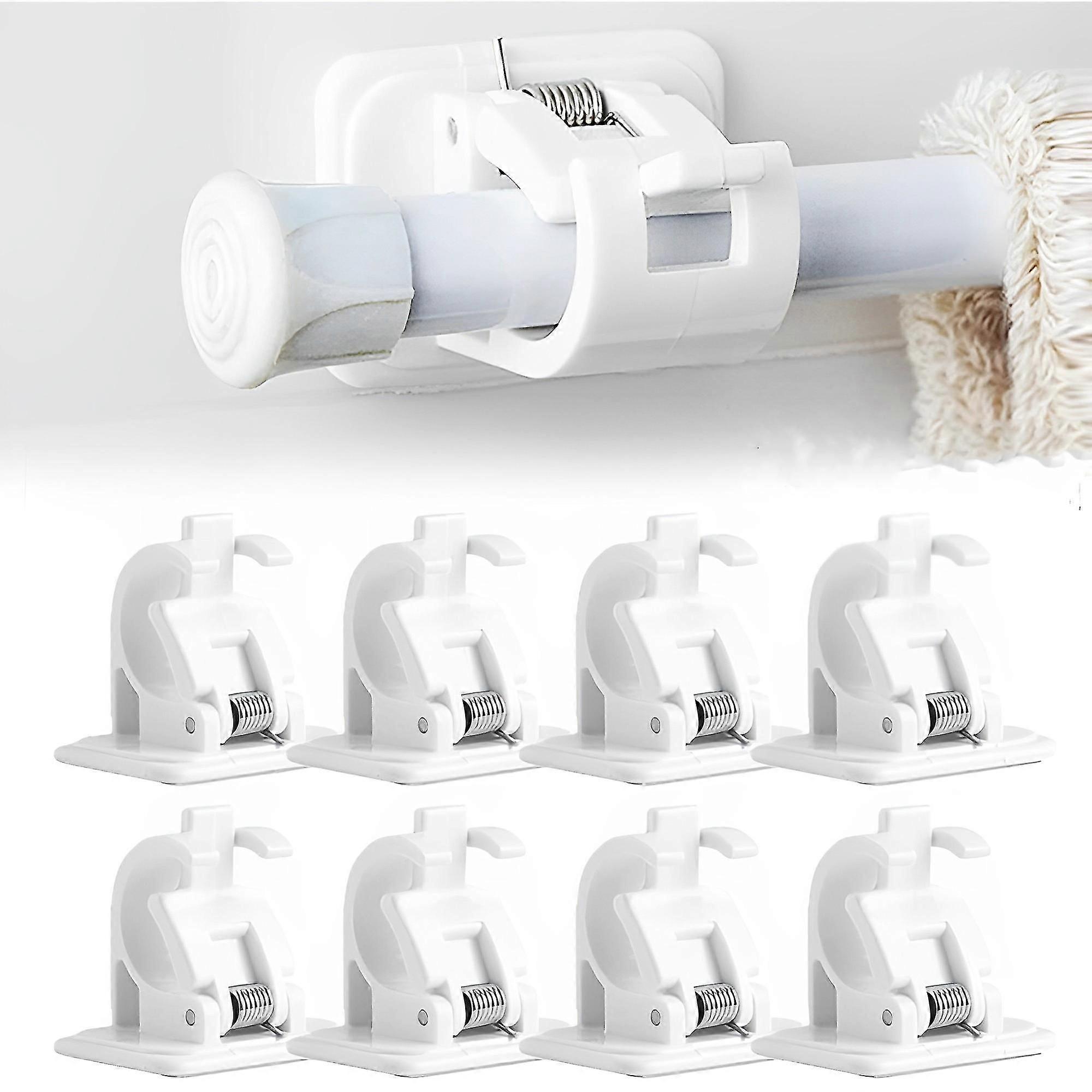 Curtain Rods No Drilling 8-Piece Adjustable Curtain Rod Clip Brackets ...