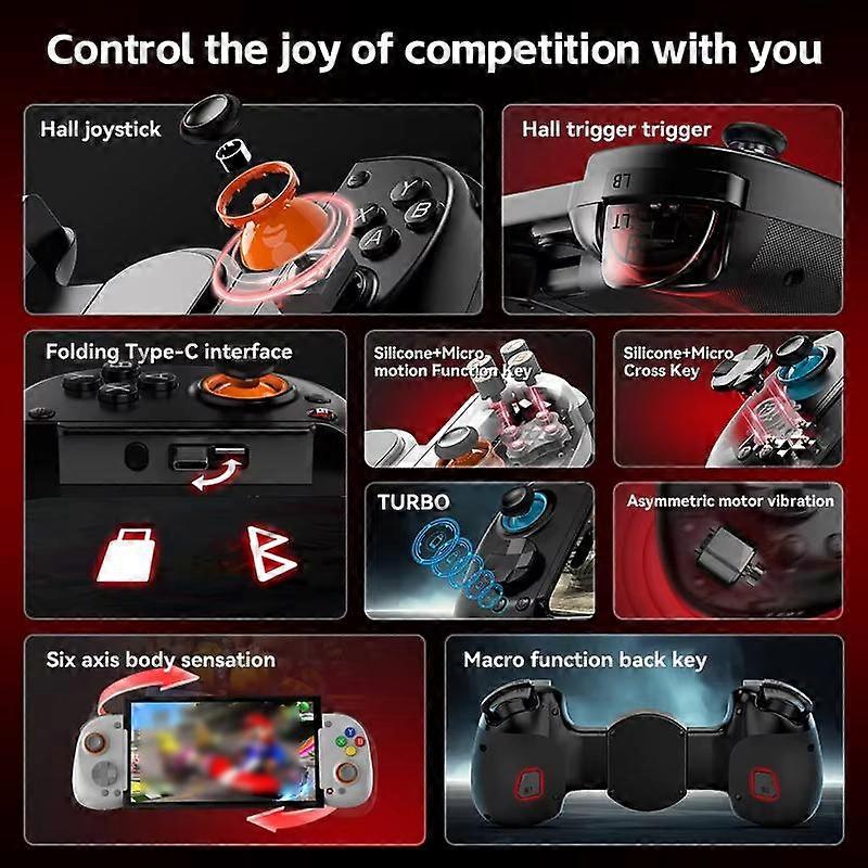 D8+ Wired & Wireless Telescopic Game Controller Foldable USB-C, Hall ...
