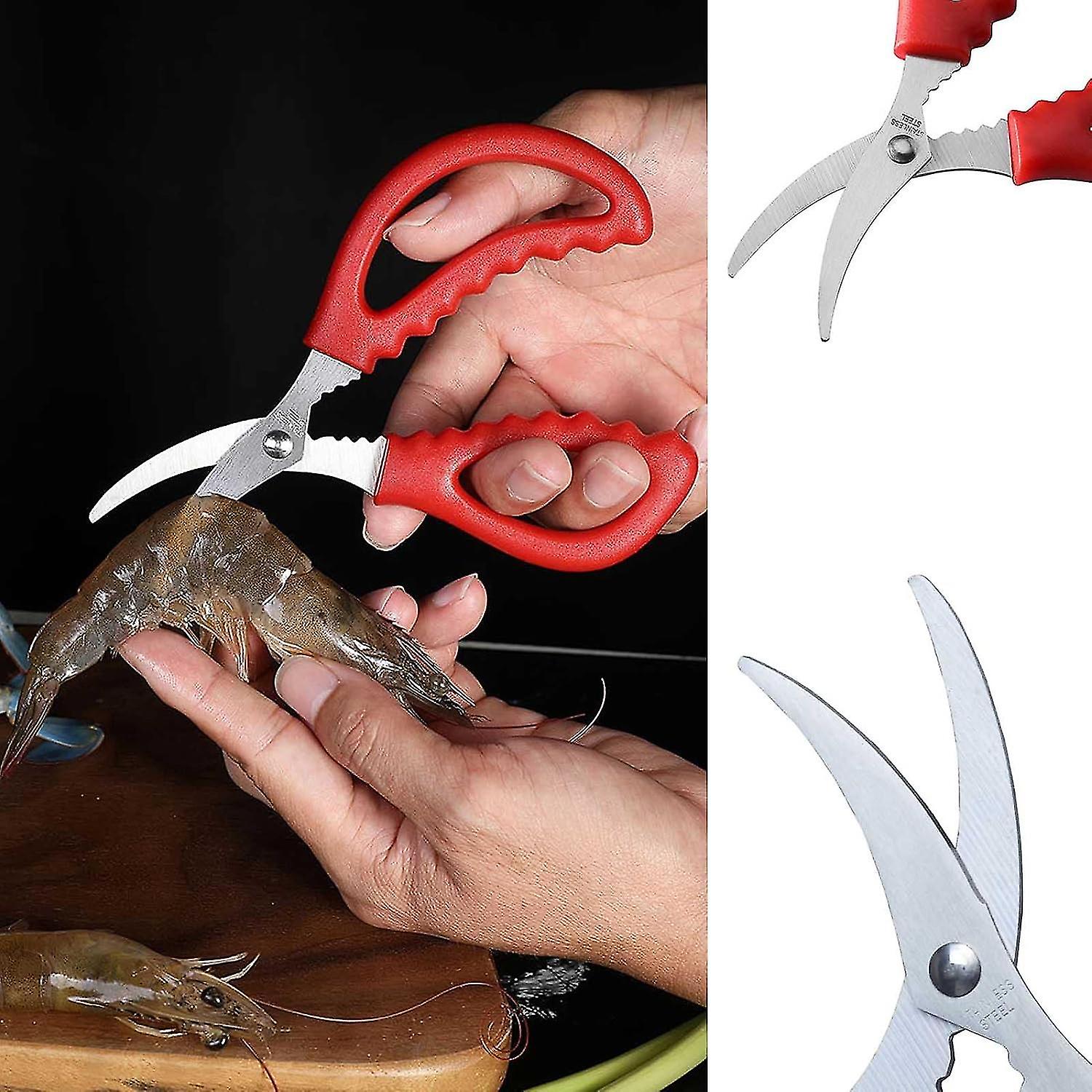 2 Pcs Seafood Scissors,Seafood Fish Crab Shrimp Lobster Scissors ...