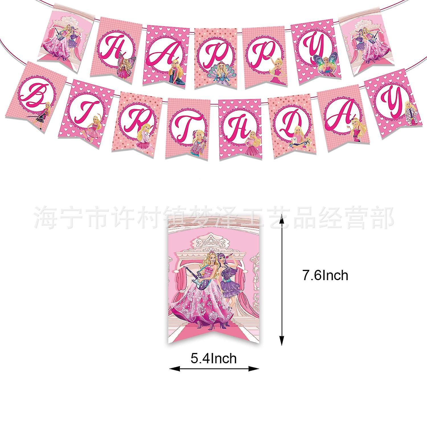 Barbie Theme Children's Birthday Party Decoration Hanging Flag Cake ...