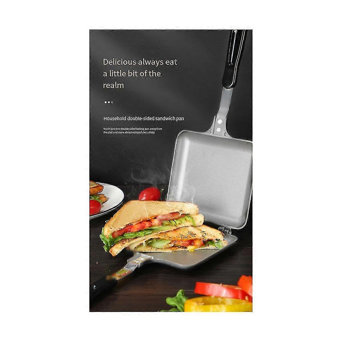 Double-sided Sandwich Pan Non-stick Foldable Grill Frying Pan For Bread ...