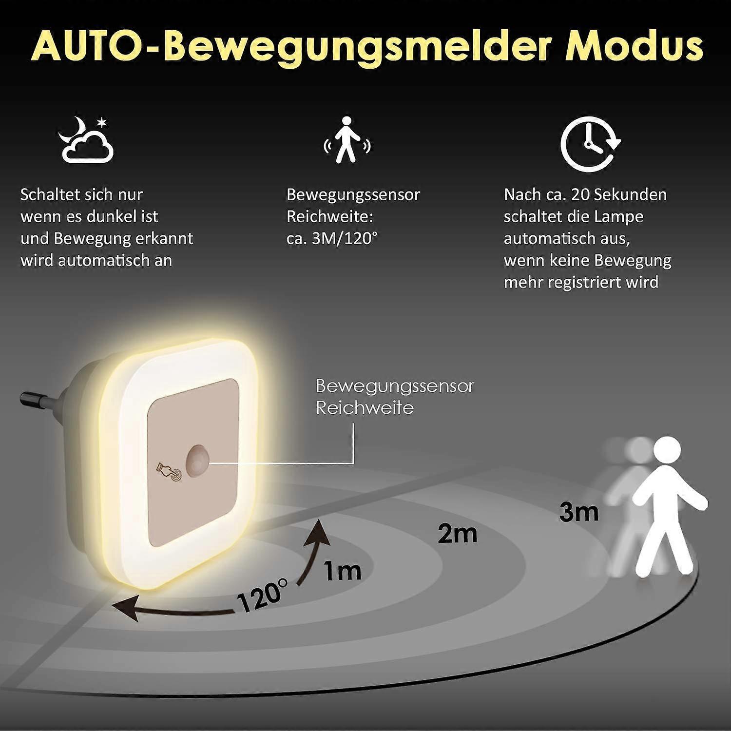Variable intensity LED night light with motion sensor, set of 2 night ...