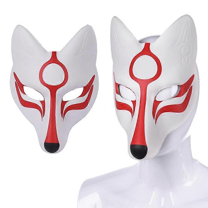 Japanese Kabuki Kitsune Fox Mask PU Unpainted Masquerade Masks DIY ...