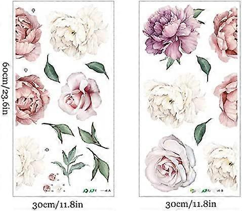 Peony Rose Flowers Wall Stickers,Peel & Stick Removable Floral Wall Art ...