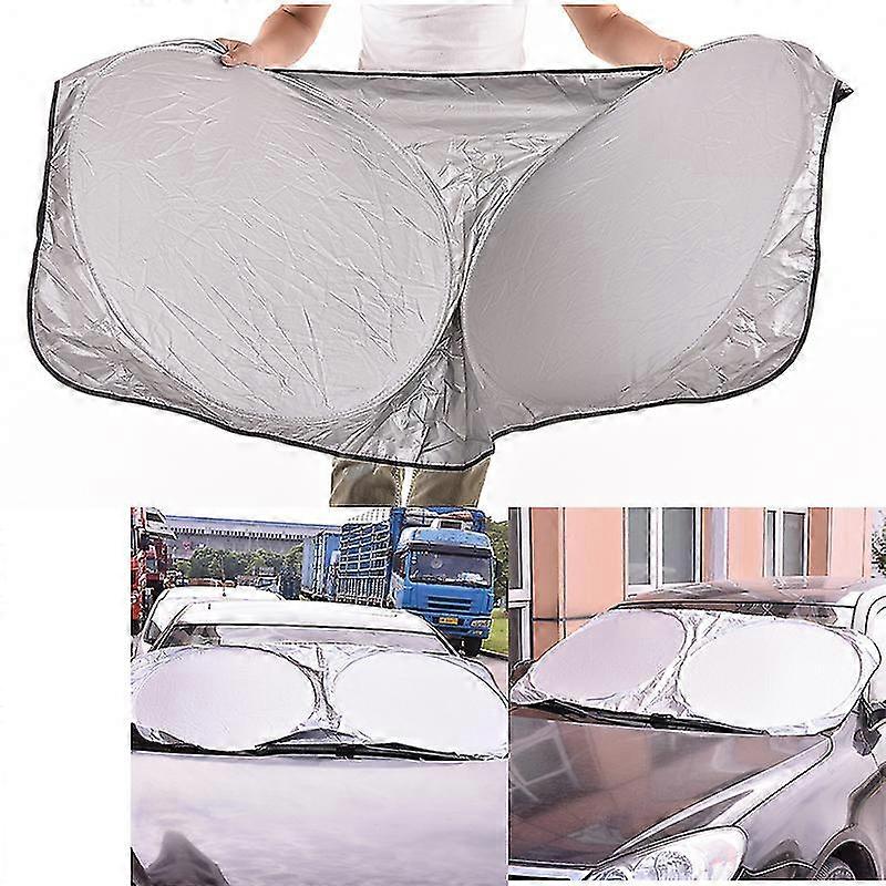 Folding Jumbo Front Rear Car Window Sun Shade Auto Visor Windshield ...