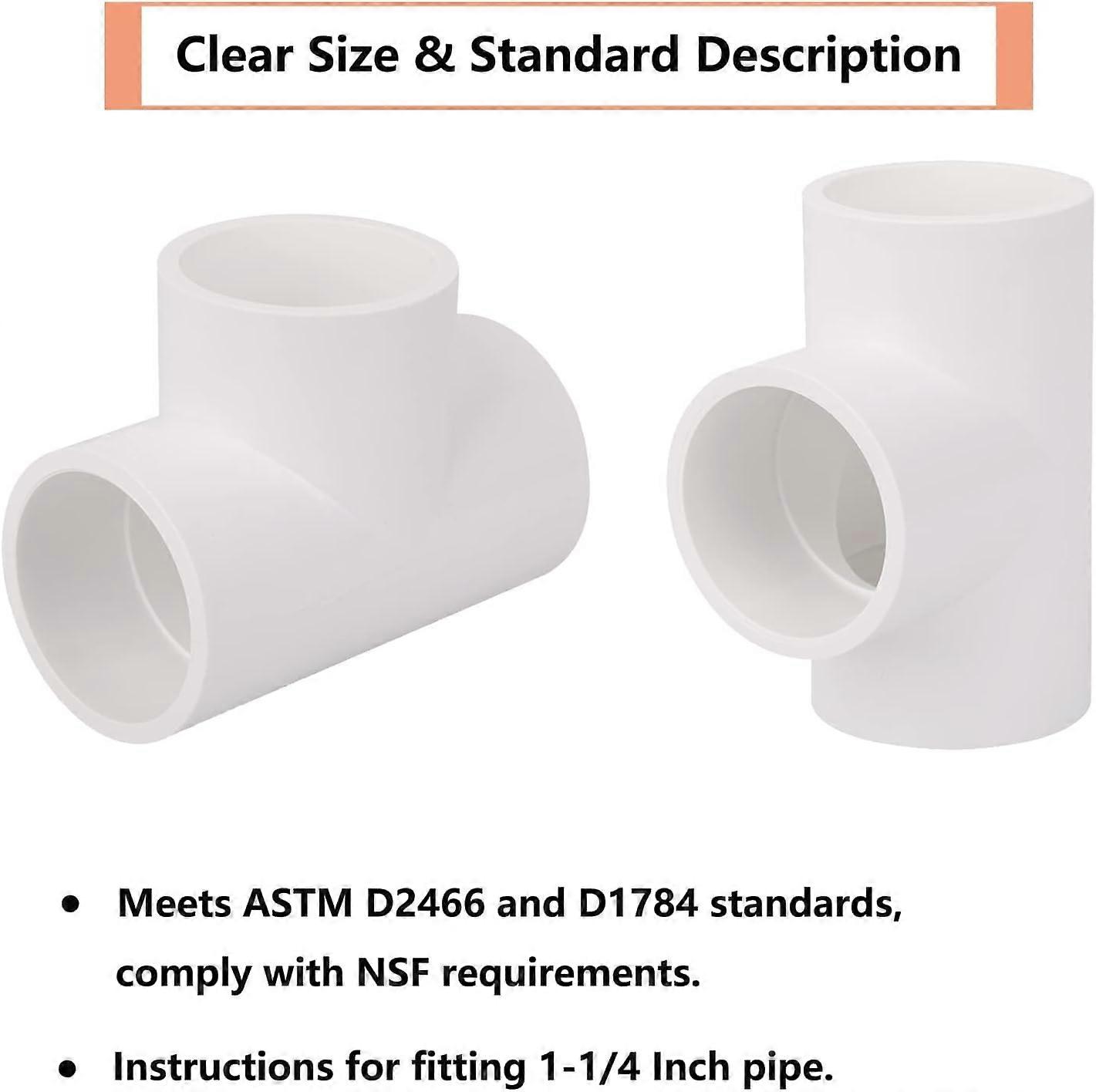 5Pack 1-1/4" PVC Tee 3 Way PVC Pipe Fittings Connector (Socket x Socket ...