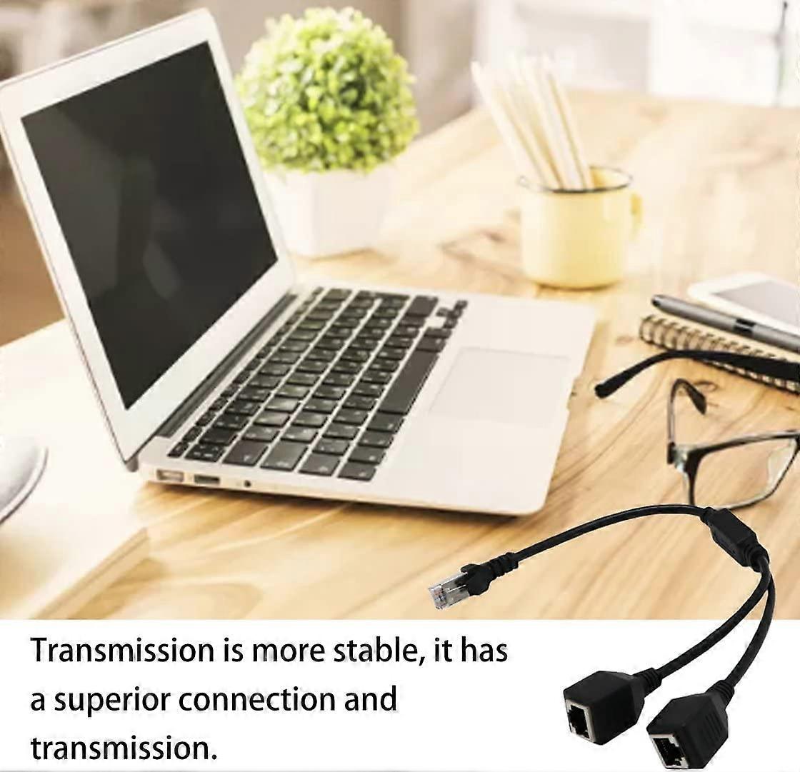 Network Splitter Adapter Cable RJ45 1 Male to 2 Female Socket Ports ...