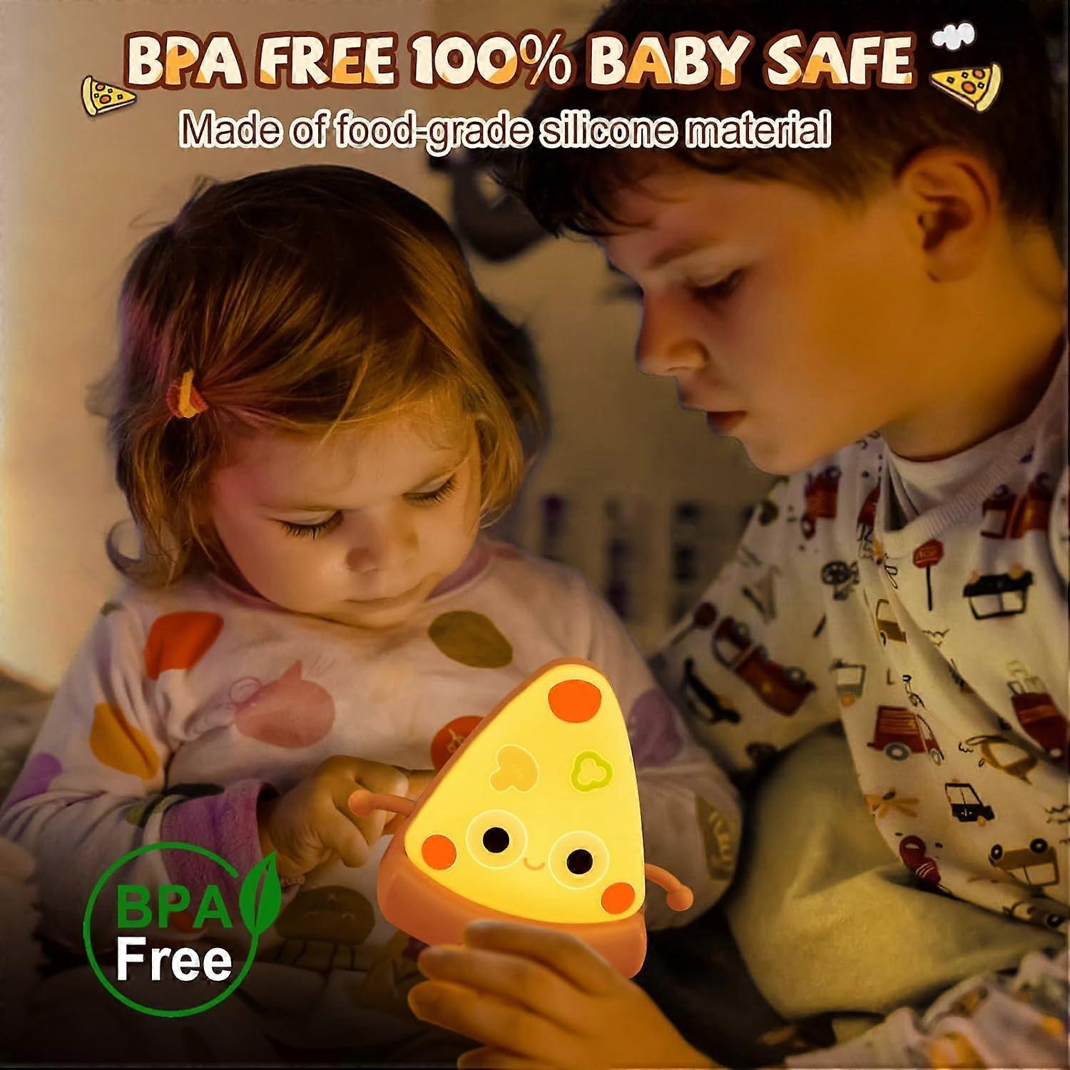Cute Pizza Night Light for Kids, Silicone Dimmable Nursery Nightlight ...