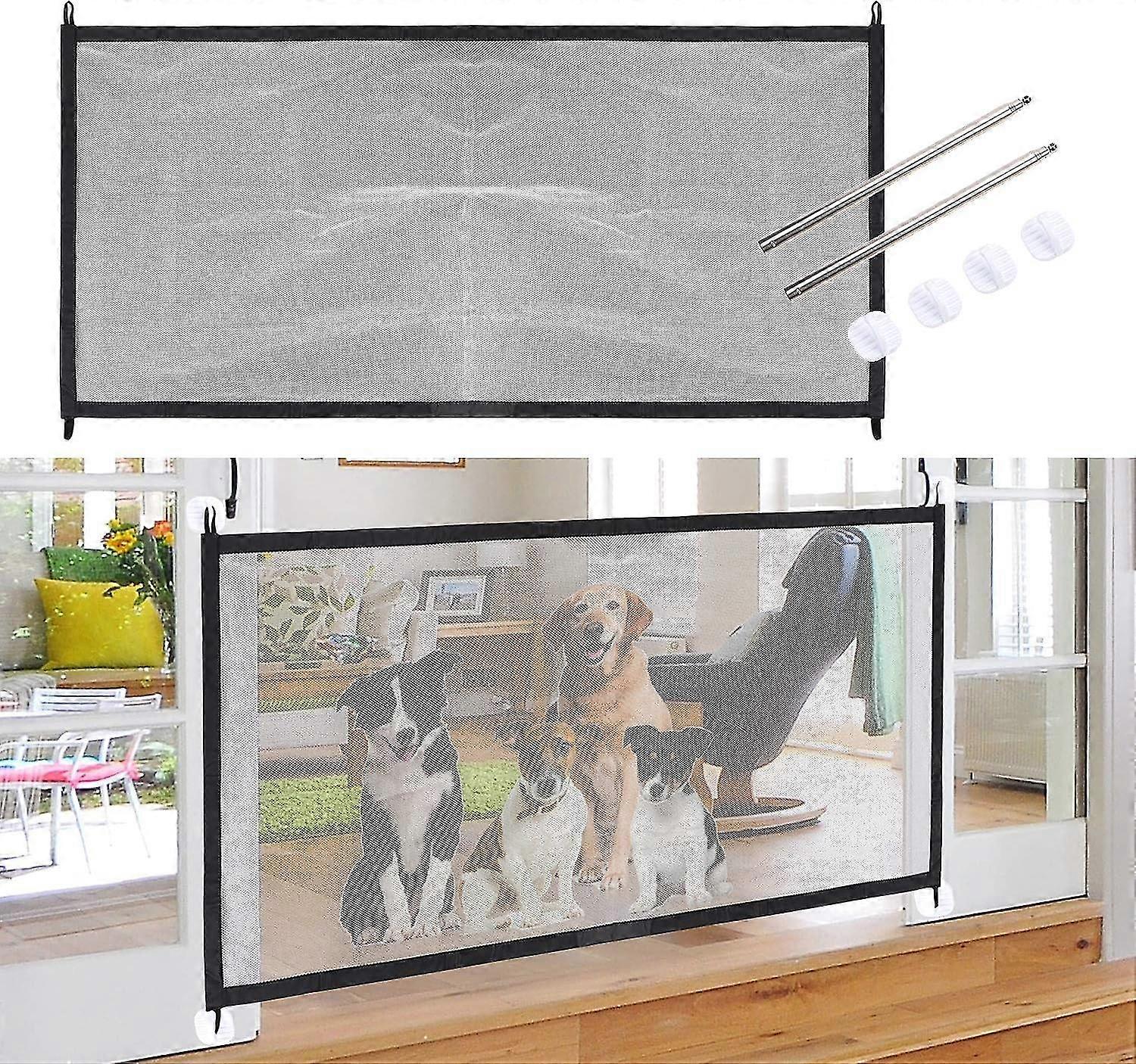 Dog Safety Gate Pet Portable Expandable Dog Gate Fence Foldable Mesh ...