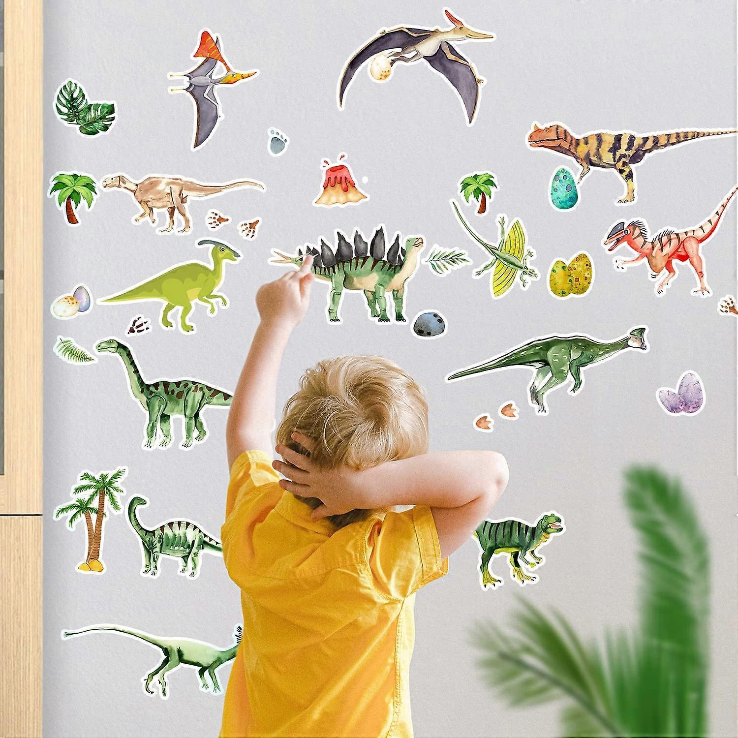 4 Sheets Luminous Dinosaur Wall Stickers, Removable Self Adhesive ...