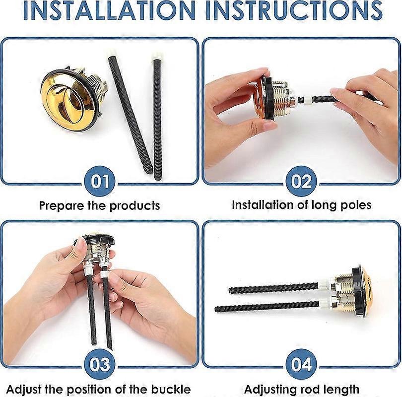 38mm Toilet Dual Flush Push Button,Universal Gold Cistern Toilet Flush ...