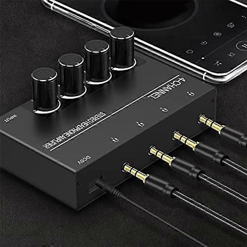 4 Channel Headphone Amplifier Stereo Audio Amp, Headphone Splitter with ...