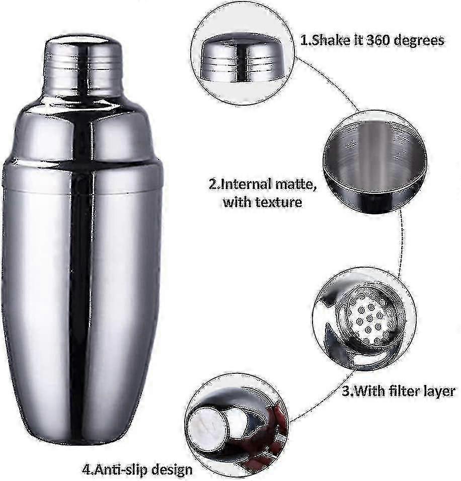 750ml Bartender Cocktail Shaker Set With Accessories Professional ...