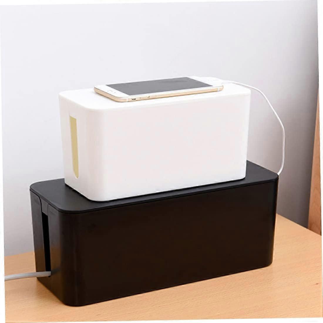 Cable Tidy Box Anti-Dust Cable Management Storage Organiser Case Black ...