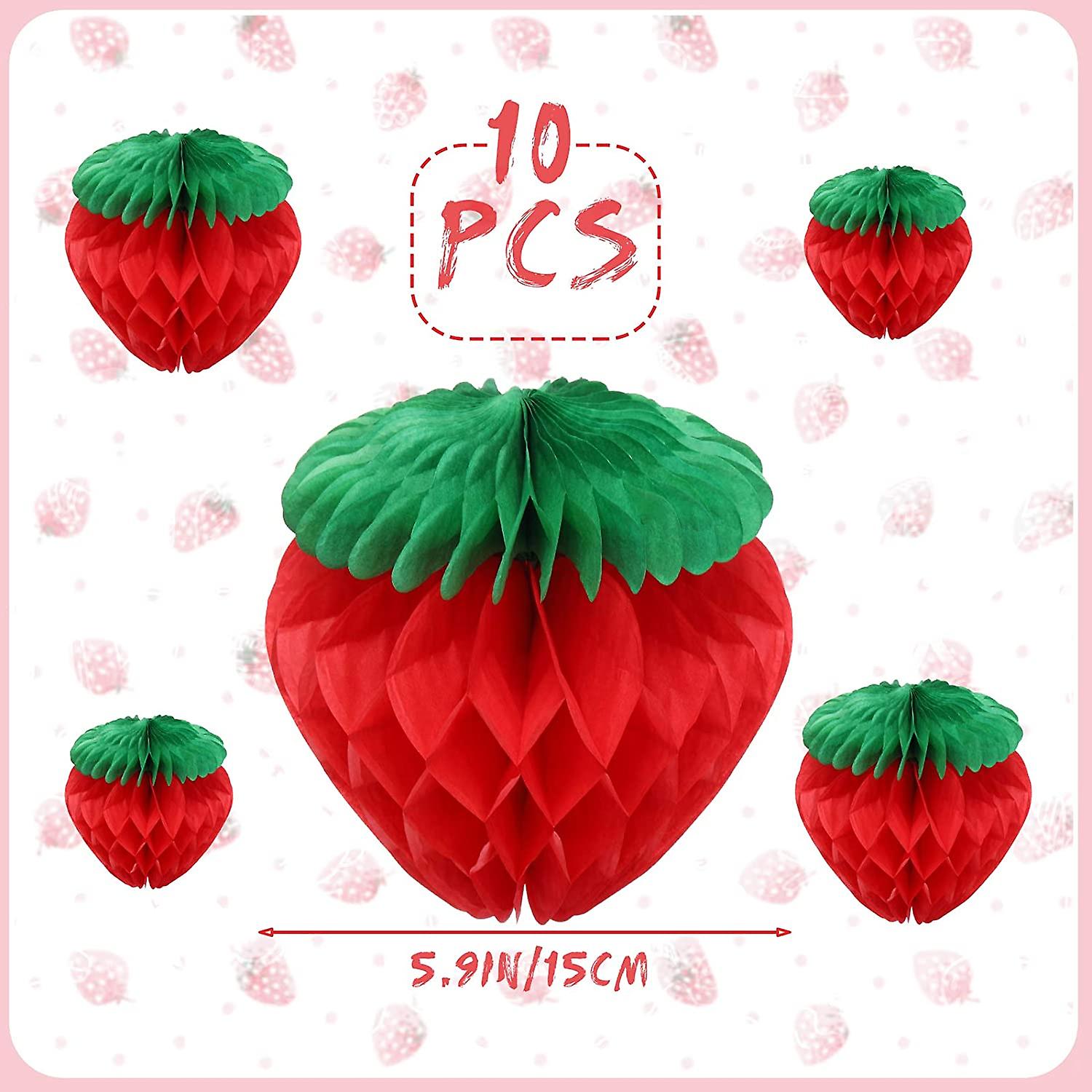 10 Pieces 6 Inch Paper Strawberry Honeycomb Ball Tissue Paper ...