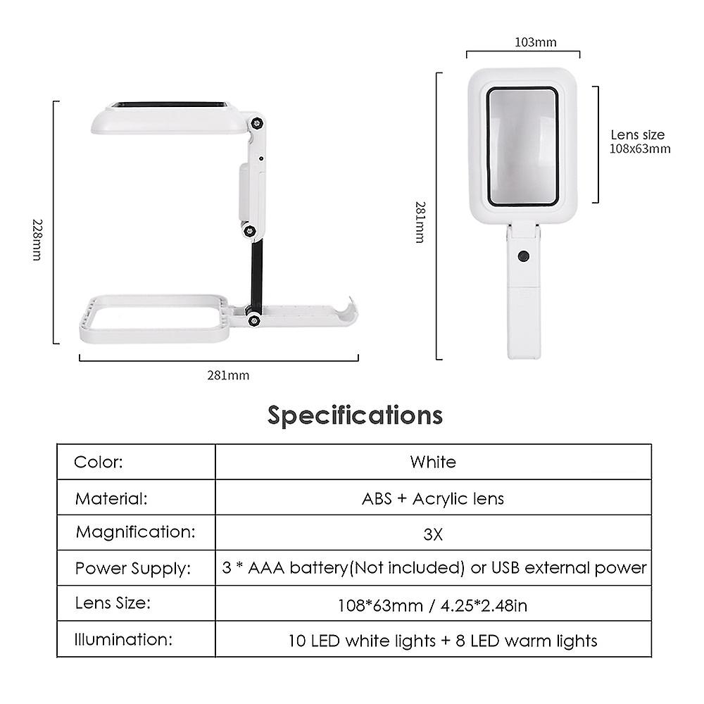 Magnifier lighted magnifying glass lens square magnifier foldable ...