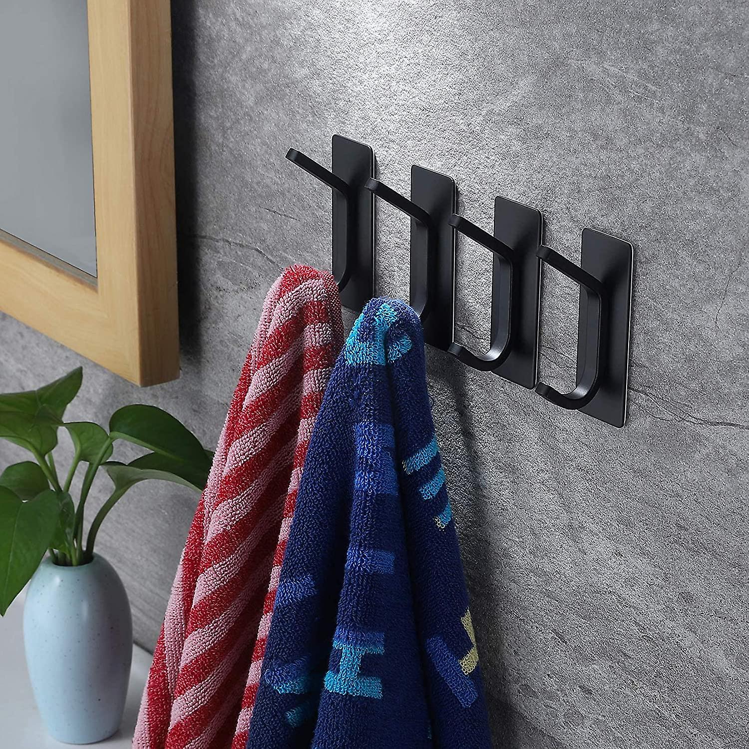 Badrum Robe Hooks Handdukskrokar / självhäftande krokar - Svarta ...